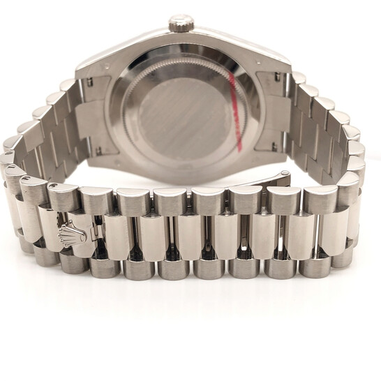 Rolex Day-Date II Blue Wave Dial 18K White Gold President Automatic Men ...