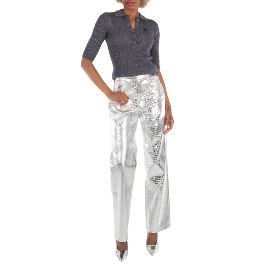 Rotate Ladies Magnet Sequin Knit Polo Shirt, Brand Size 34 (US Size 0 ...