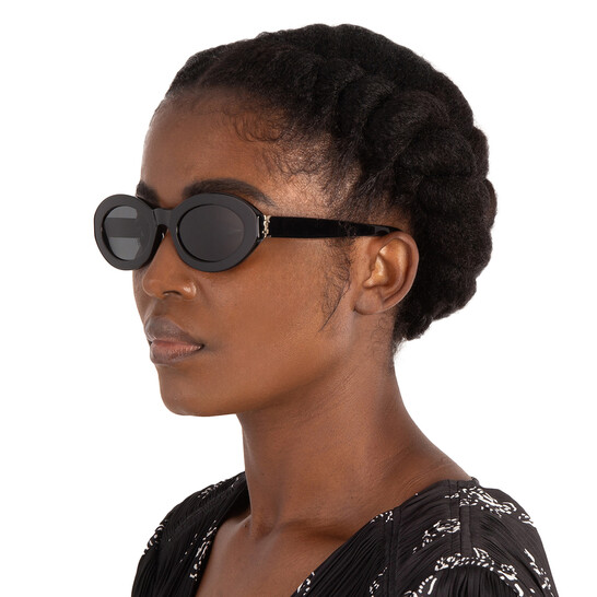 Saint Laurent Black Oval Ladies Sunglasses SL M136 001 52 889652492407 ...