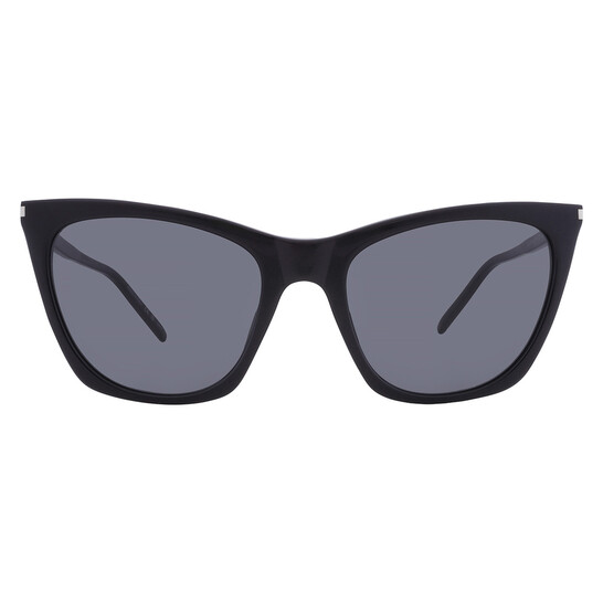 Saint Laurent Grey Cat Eye Ladies Sunglasses SL 214 KATE THIN 001 55 ...