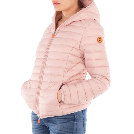 Save The Duck Pink Daisy Animal Free Hooded Puffer Jacket, Brand Size 3 (M/L) D33620W-GIGA01 ...