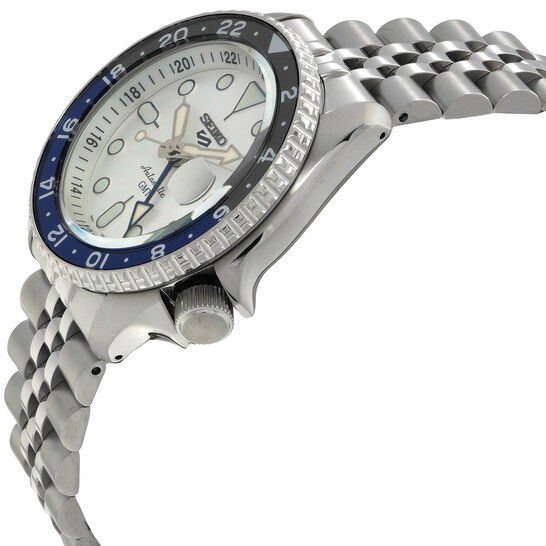 Seiko 5 Sports GMT Automatic Silver Dial Batman Bezel Men's Watch ...