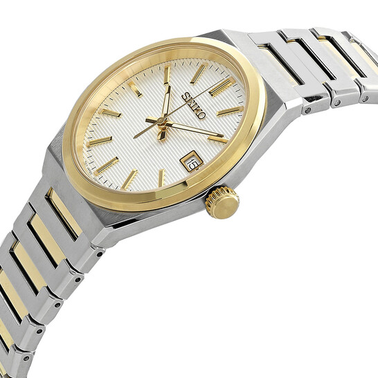 Seiko Classic Quartz White Dial Two-Tone Men's Watch SUR558P1 4954628250704 - Watches, Stainless ...