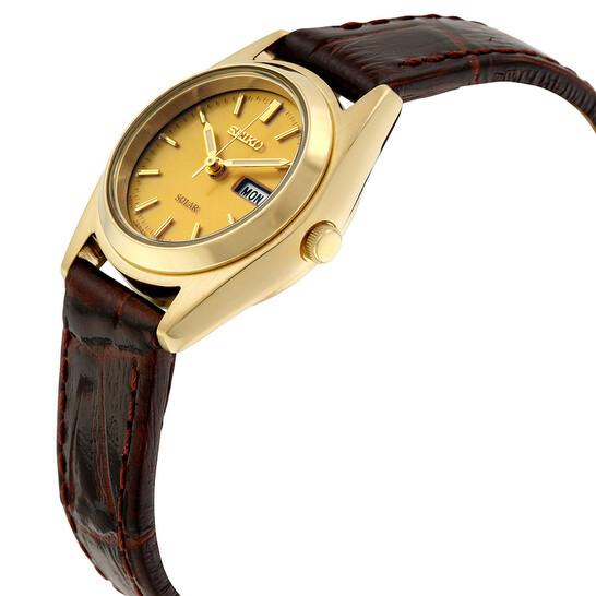 Seiko Core Champagne Dial Brown Leather Ladies Watch SUT120 029665169891 - Watches, Stainless ...