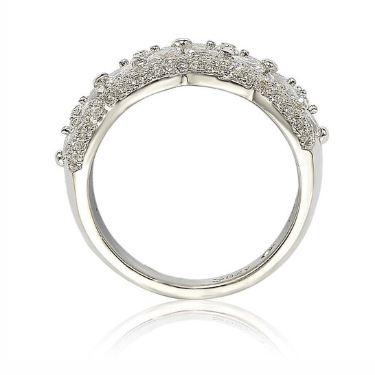 Suzy Levian Sterling Silver White Cubic Zirconia Flower Ring SZ16R5141S ...