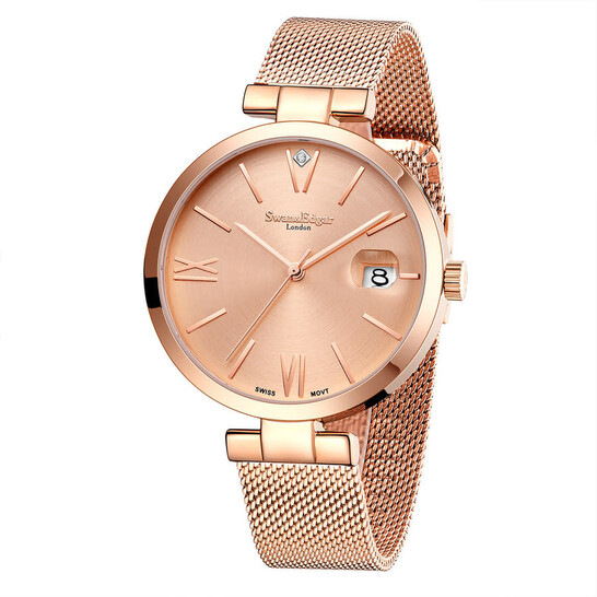 Swan & Edgar Pastel Automatic Rose Gold Dial Ladies Watch SEL002 ...