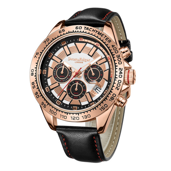 Swan & Edgar Speed Tracker Chronograph Automatic White Dial Men's Watch ...