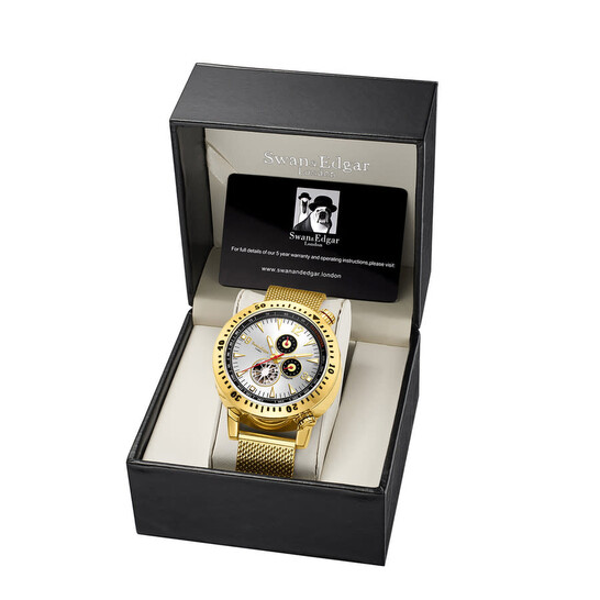 Swan & Edgar Vantage Timer Chronograph Automatic White Dial Men's Watch ...