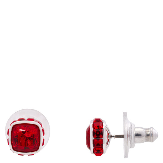 Swarovski Birthstone Pierced Earrings Studs Jul Rhodium Shiny Red ...