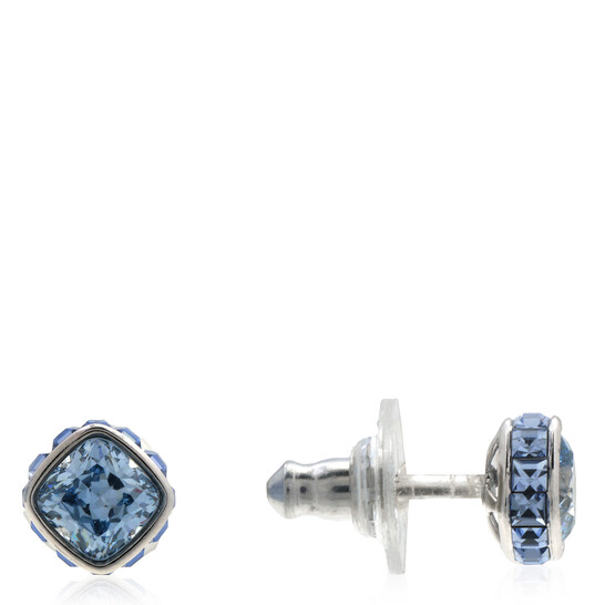 Swarovski Birthstone Pierced Earrings Studs Mar Rhodium Shiny Blue ...