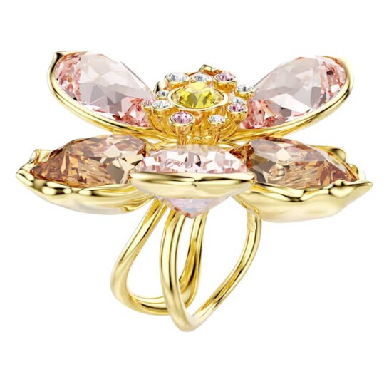 Swarovski Idyllia Flower Motif Gold-Tone Plated Ring, Size 60 (US 8.75 ...