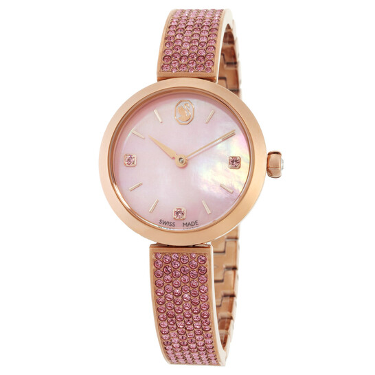 Swarovski Illumina Quartz Pink Mother of Pearl Dial Ladies Watch ...