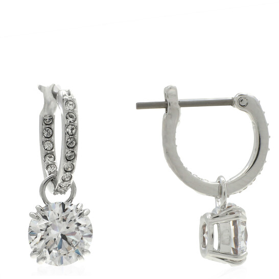 Swarovski Ladies Constella White Rhodium Plated Drop Earrings 5636717 ...