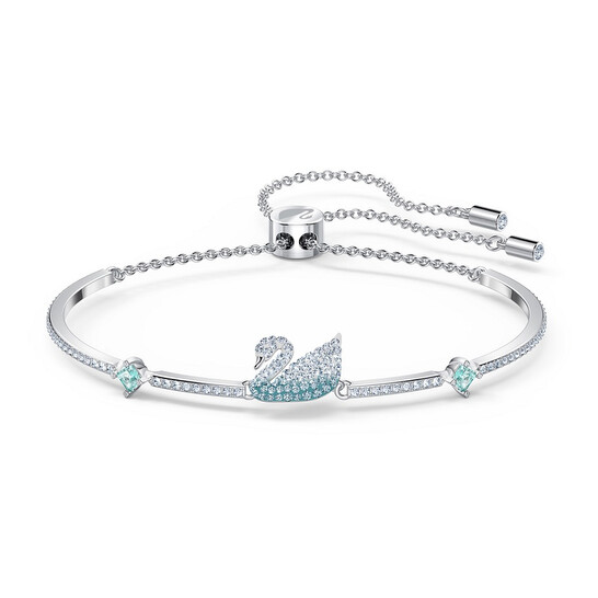 Swarovski Ladies Iconic Blue Swan Bangle 5549312 9009655493121 ...