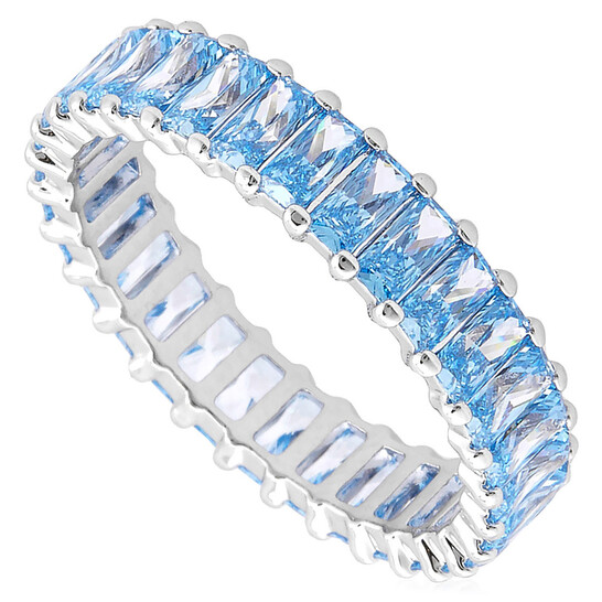 Swarovski Matrix Band Ring Rhodium Shiny Aquamarine, Size 58 (US 8 ...