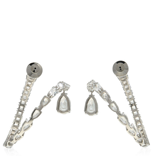 Swarovski Matrix Pierced Earrings Hoop Rhodium Shiny Crystal 5692524 ...