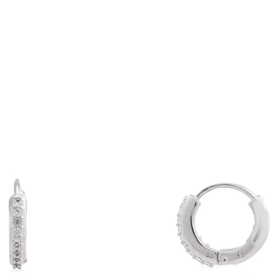 Swarovski Matrix Pierced Earrings Mini Hoop Matrix Rhodium Shiny White ...