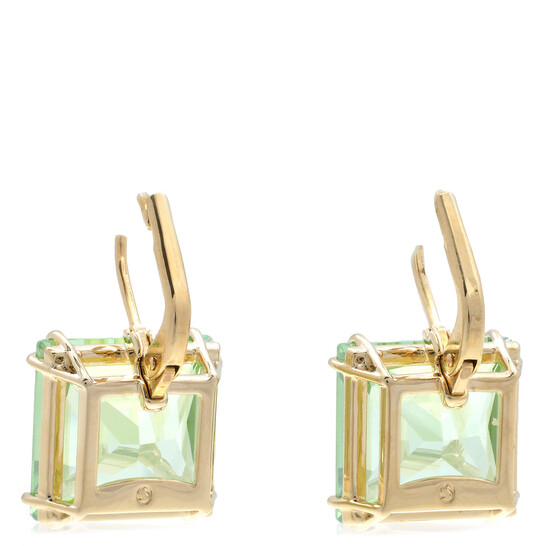 Swarovski Millenia Green Gold-Tone Plated Square Cut Drop Earrings ...