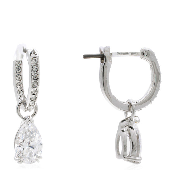 Swarovski Millenia White Rhodium Plated Pear Cut Hoop Earrings 5636716 ...