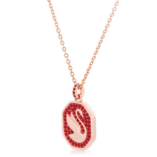 Swarovski Red Rose Gold-Tone Plated Signum Swan Pendant Necklace ...