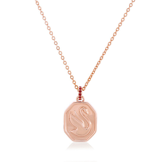Swarovski Red Rose Gold-Tone Plated Signum Swan Pendant Necklace ...