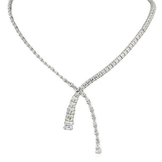 Swarovski Rhodium Plated Mixed Cuts Matrix Y Necklace 5692533 ...