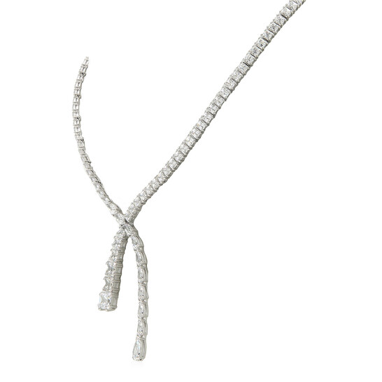 Swarovski Rhodium Plated Mixed Cuts Matrix Y Necklace 5692533 ...