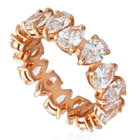 Swarovski Vittore Pear Cut Crystals, White, Rose,gold Tone Plated Ring ...