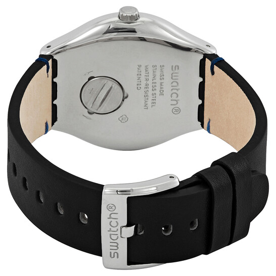 Swatch Cotes Blue Blue Dial Black Leather Men's Watch YWS438 ...