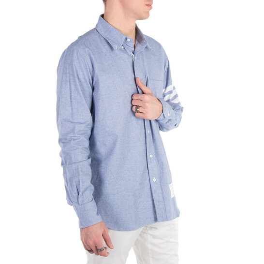 Thom Browne 4 Bar Button Down Flannel Shirt, Brand Size 1 (Small ...