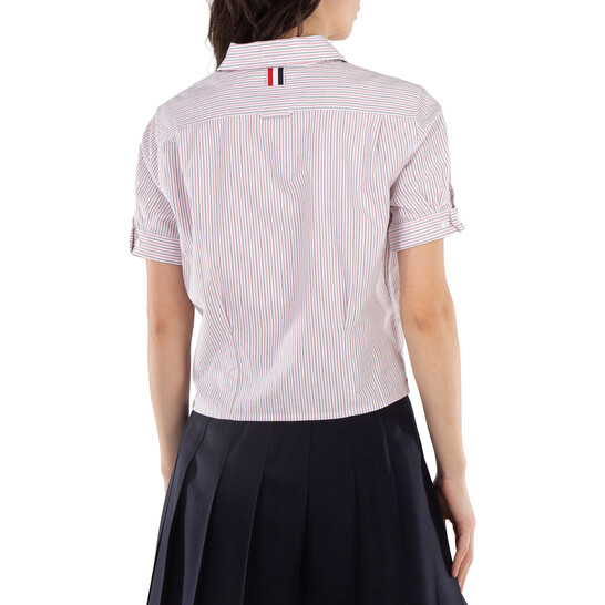 Thom Browne Short Sleeve Stripe Oxford Blouse, Brand Size 38 (US Size 2) FLL138A 00098 960 ...