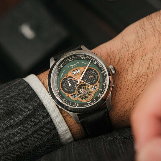 Thomas Earnshaw Baron Grand Date Calendar Open Heart Green Dial Men's ...