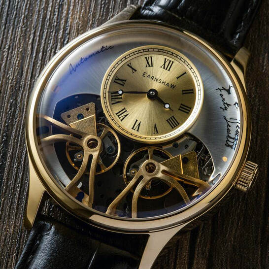 Thomas Earnshaw Scientists Faraday Double Barrel Gold-tone Dial Men's ...