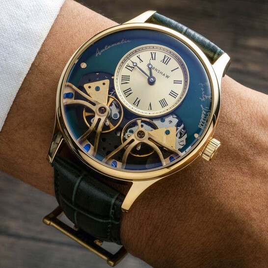 Thomas Earnshaw Scientists Faraday Double Barrel Gold-tone Dial Men's ...