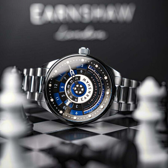 Thomas Earnshaw Staunton Chess Set Automatic Blue Dial Men's Watch ES ...