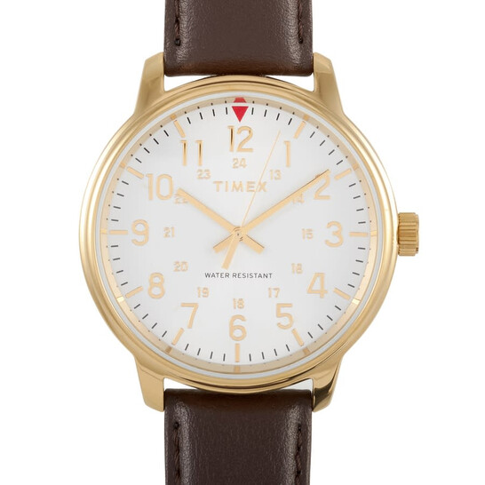 Timex Classic Quartz Silver Dial Brown Leather Men's Watch TW2R85600 ...