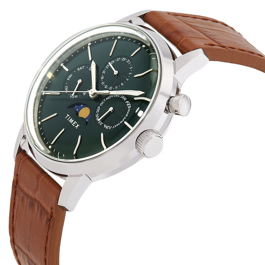 Timex Marlin Quartz Moon Phase Green Dial Men's Watch TW2W51000VQ ...
