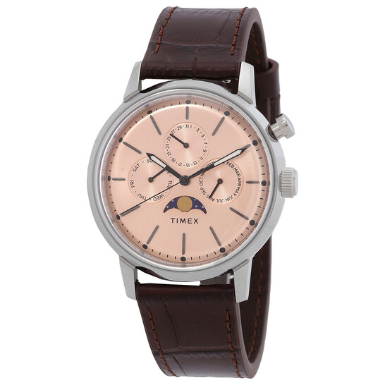 Timex Marlin Quartz Moon Phase Rose Gold Dial Men's Watch TW2W51100 ...