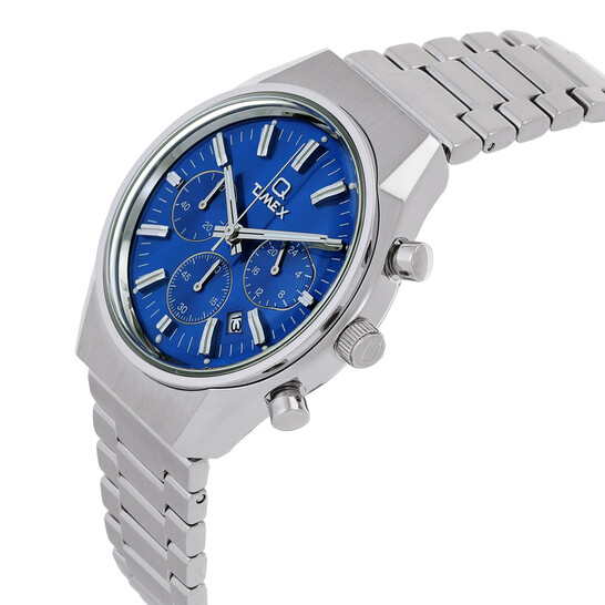 Timex Q Falcon Eye Chronograph Quartz Blue Dial Men's Watch TW2W33700 ...