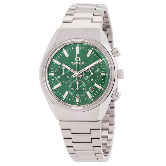 Timex Q Falcon Eye Chronograph Quartz Green Dial Men's Watch TW2W33600 ...