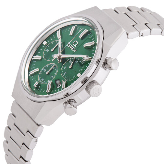 Timex Q Falcon Eye Chronograph Quartz Green Dial Men's Watch TW2W33600 ...