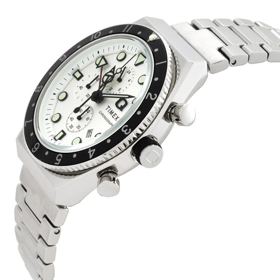 Timex Q Three Time Zone Chronograph Quartz White Dial Men's Watch ...