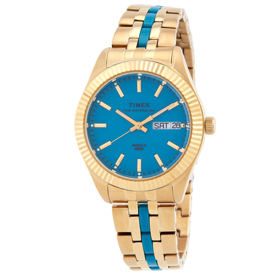Timex Waterbury Legacy Boyfriend Malibu Quartz Blue Dial Ladies Watch ...