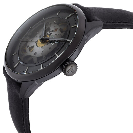 Tissot Chemin Des Tourelles Skeleton Automatic Gunmetal Dial Men's ...