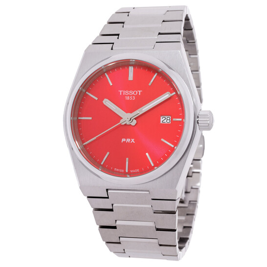 Tissot PRX 35 Quartz Red Dial Ladies Watch T1372101142100 7611608322109 ...