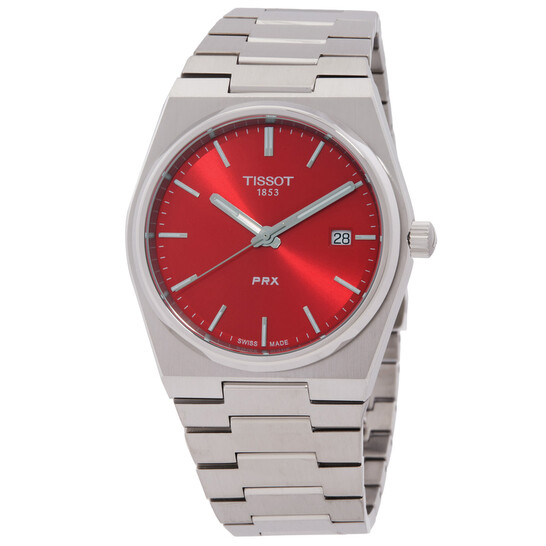 Tissot PRX Quartz Red Dial Men's Watch T1374101142100 7611608322086 ...