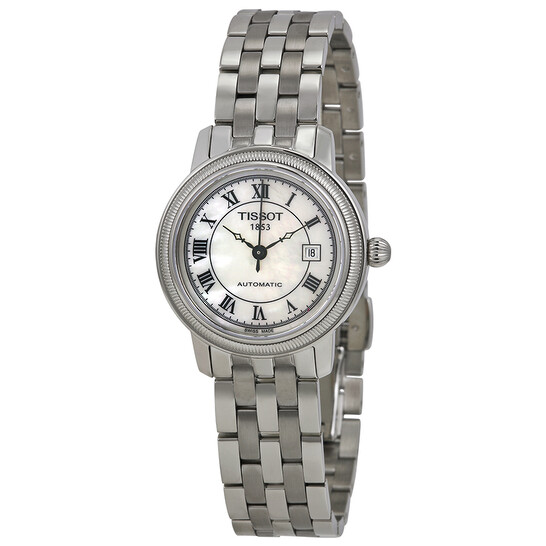 Tissot T-Classic Automatic Mother of Pearl Dial Stainless Steel Ladies Watch T0452071111300 T045 ...