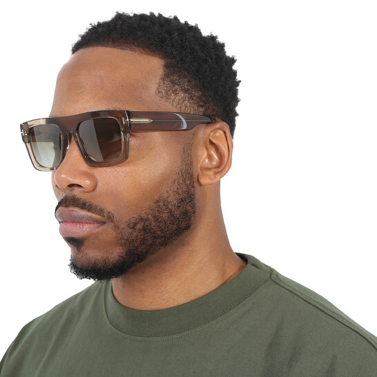 Tom Ford Fausto Gradient Brown Browline Men's Sunglasses FT0711 47Q 53 ...