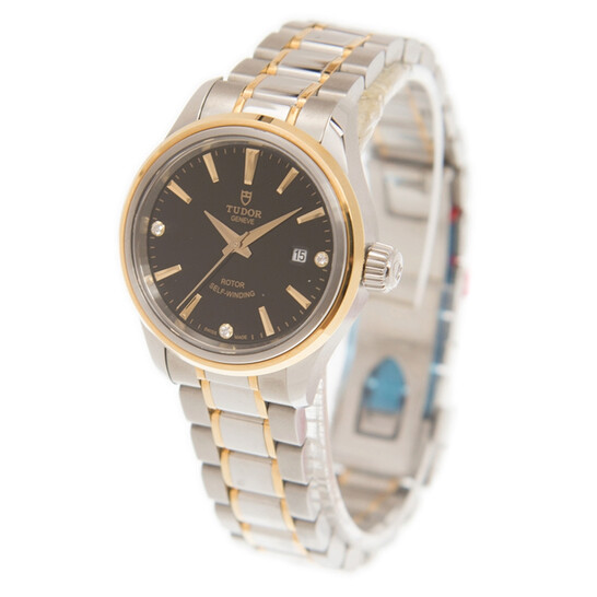 Tudor Style Automatic Diamond Black Dial Ladies Watch 12103-0006 ...