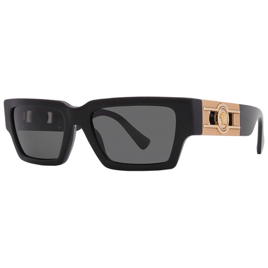 Versace Dark Grey Rectangular Men's Sunglasses VE4459 GB1/87 54 VE4459 ...